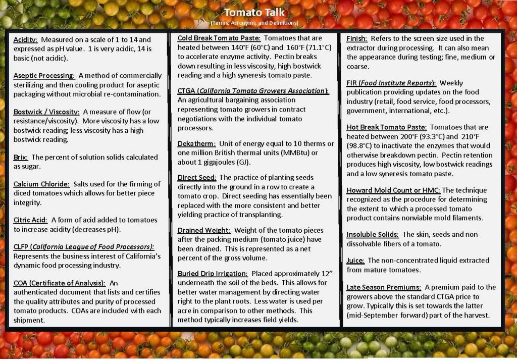 Processed Tomatoes Reference Information - Westcon Foods, Inc
